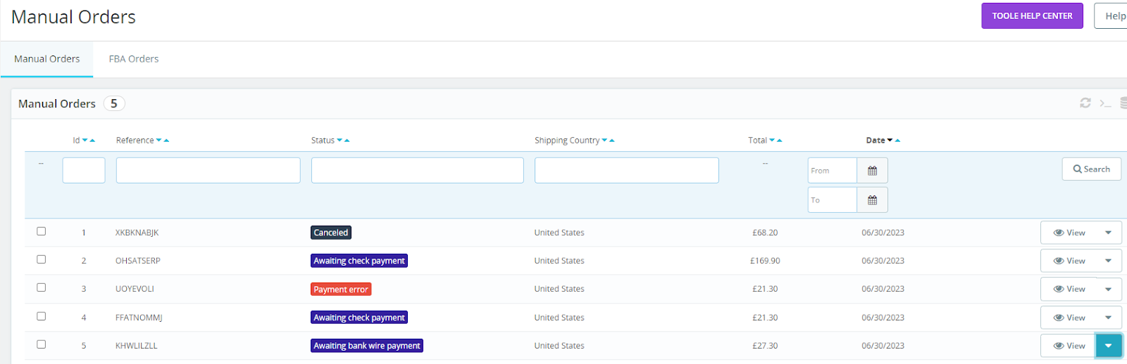 AMT: Orders Tab – ToolE -Help center